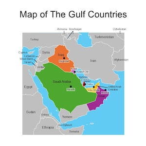 Editable Powerpoint Map of the Gulf Countries – Including: Bahrain ...