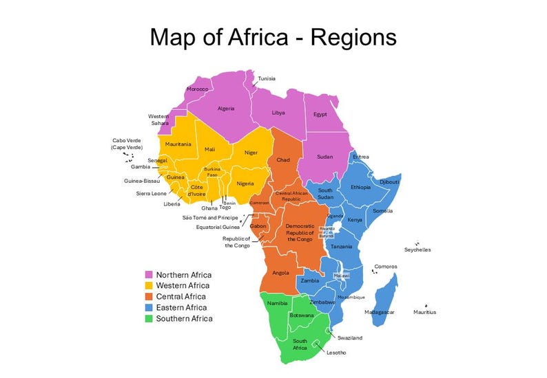 Editable Powerpoint Map of African Countries With Names – Including ...