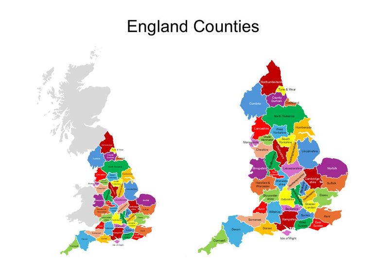 Editable Map of England Counties Powerpoint | UK, Britain & Great ...