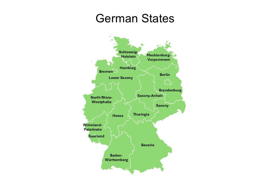 Editable Powerpoint Map of German States of Germany Includes Capital ...