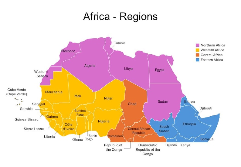 Editable Powerpoint Map of North Africa – Including: Western Sahara ...