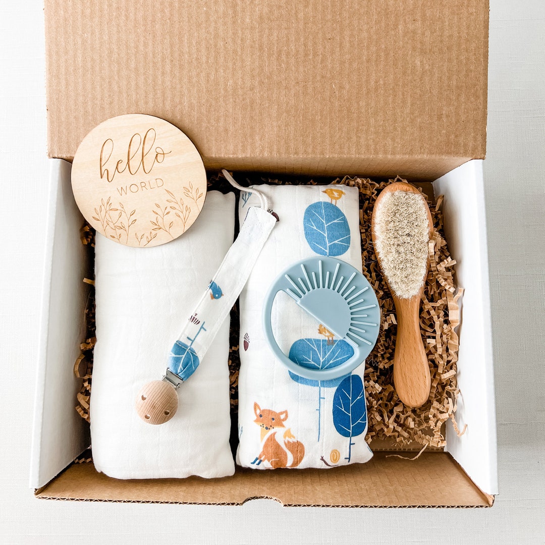 Baby Shower Gift Box, Blue Baby Gift Box, Deluxe Baby Gift, Newborn ...