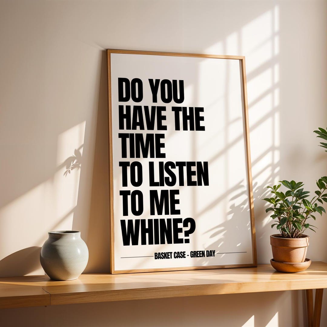 Green Day Inspired Lyric Poster Print Gift / Basket Case Song Lyrics ...