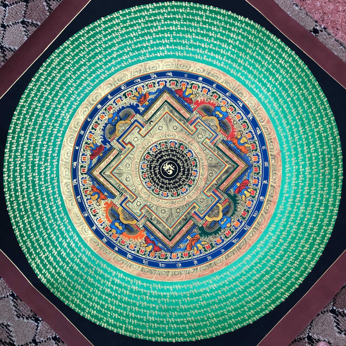 Prayer Mandala Thanka Mantra Mandala Thangka Om Mani Padme - Etsy UK