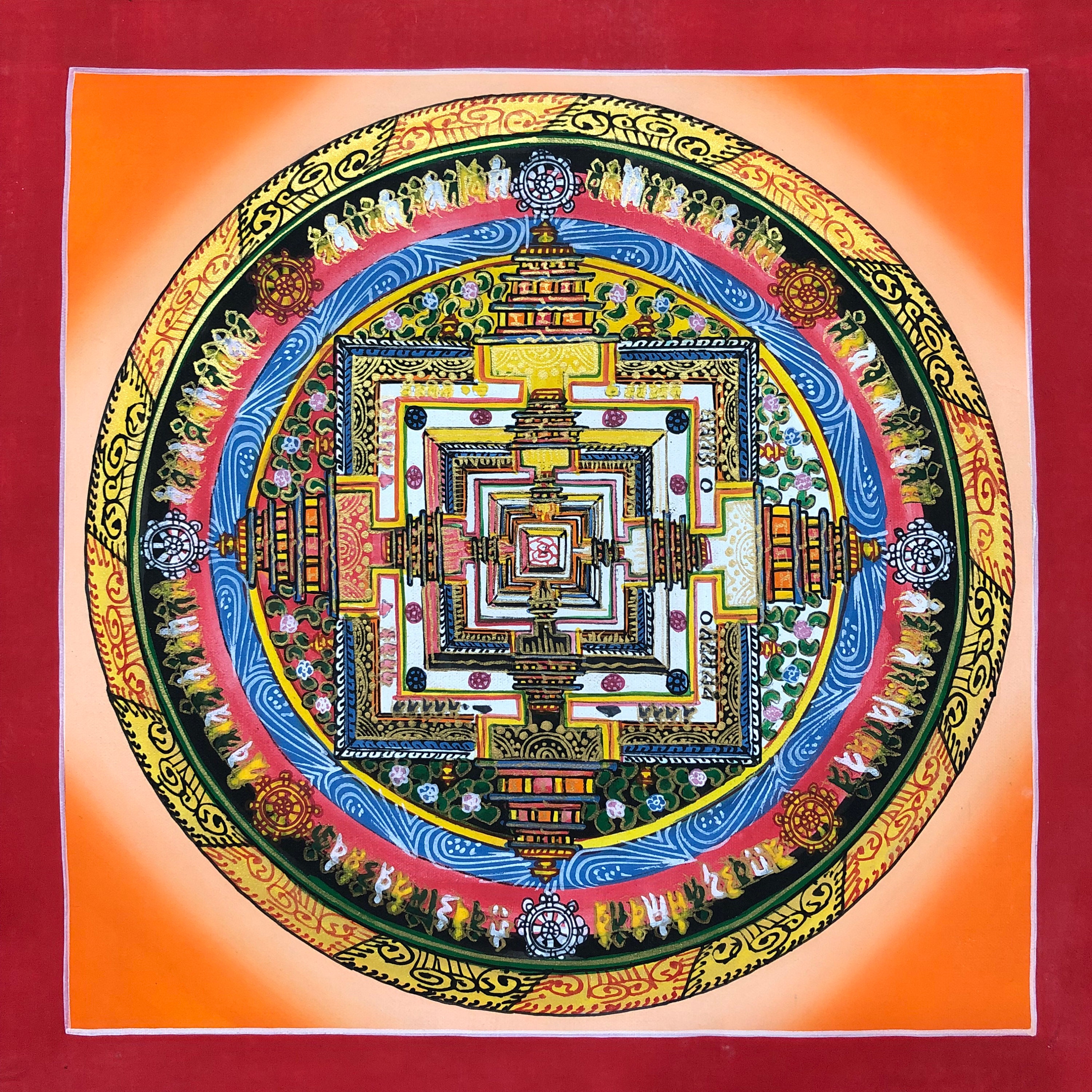 Hand-painted Kalachakra Mandala Thangka: Tibetan Wheel of Time Art - Etsy