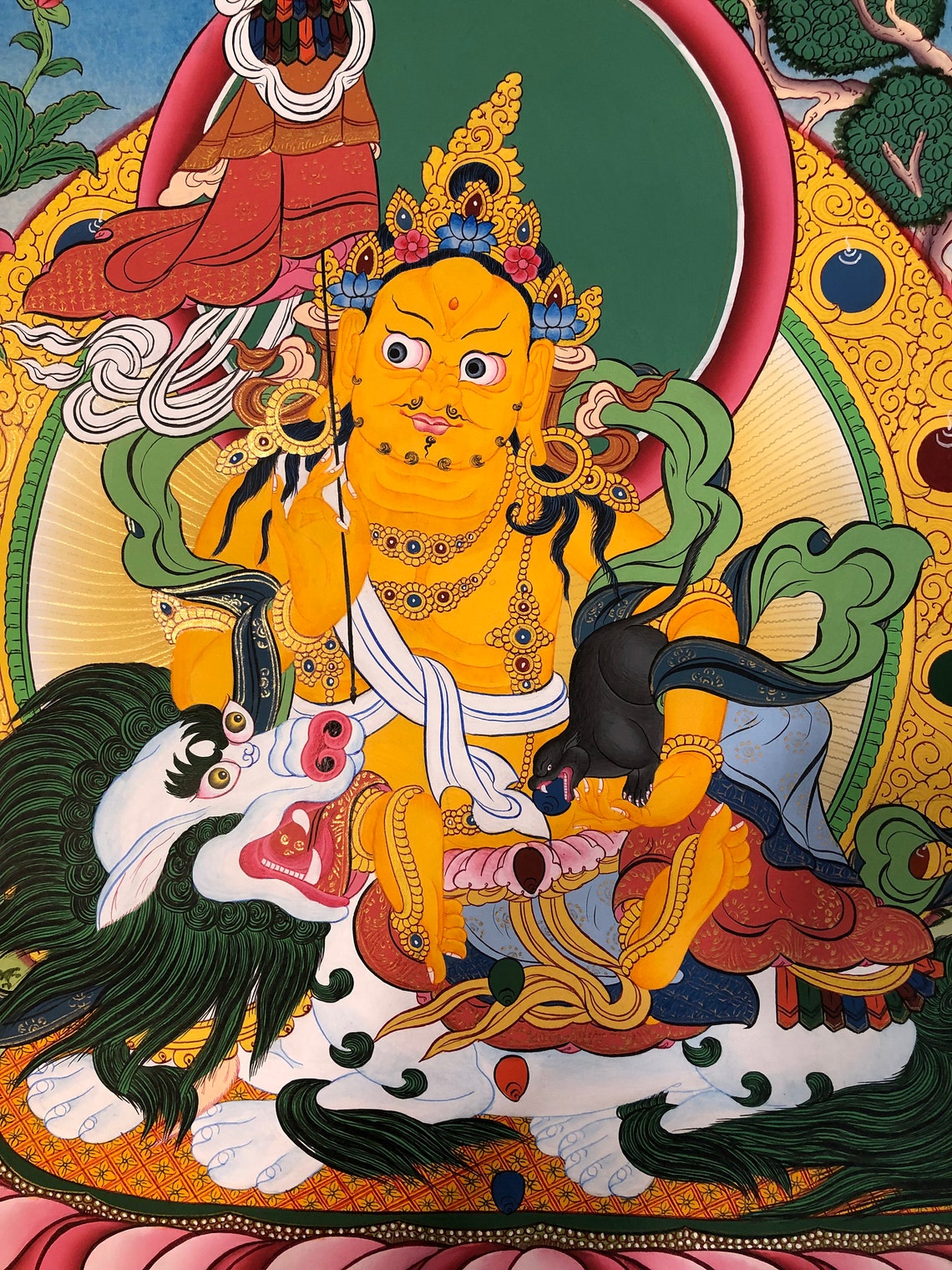 24k Gold Yellow Dzambala Thangka Kubera Thanka Art Genuine - Etsy