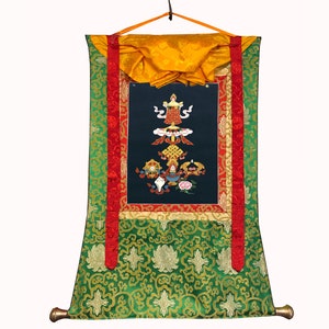 Silk Brocade Mounted Eight Auspicious Symbols Thangka - Etsy