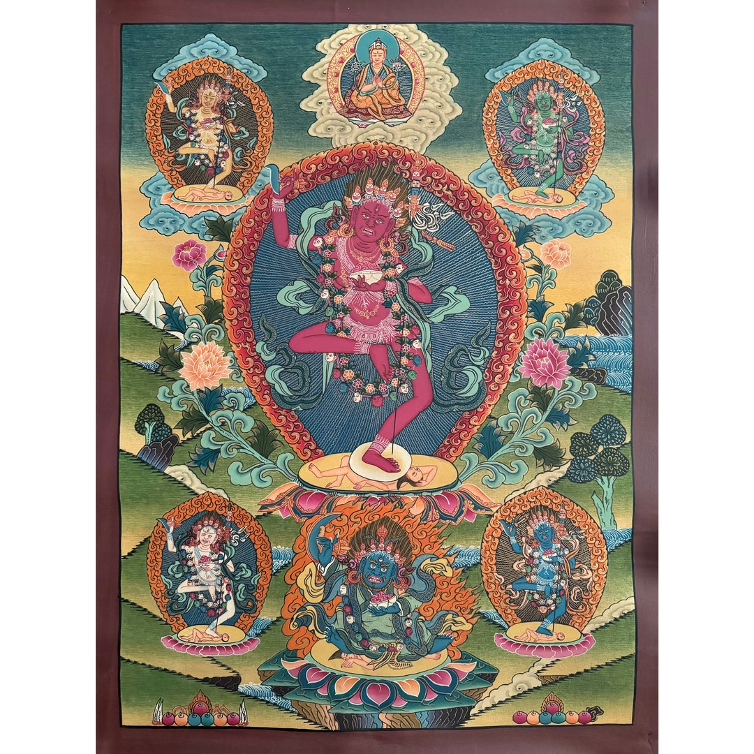 Vajravarahi Thangka Art, Vintage Dakini Art on Cotton Canvas, Yogini ...