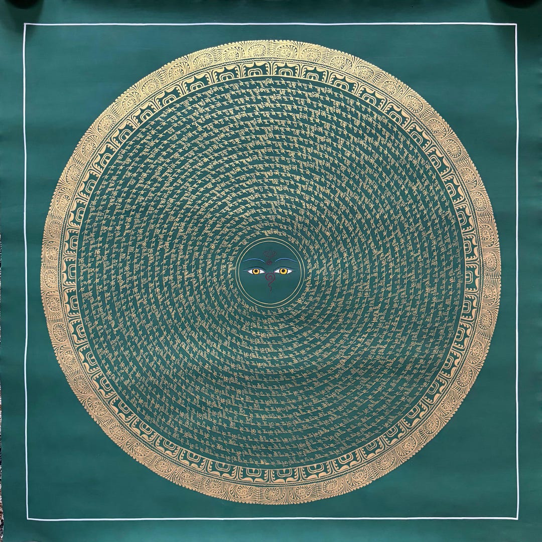 Green Tara Mantra Mandala Thangka – Hand-painted Tibetan Sacred Art ...