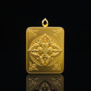 24K Gold Simhamukha Pendant, Handmade Simhamukha Amulet - Necklace ...