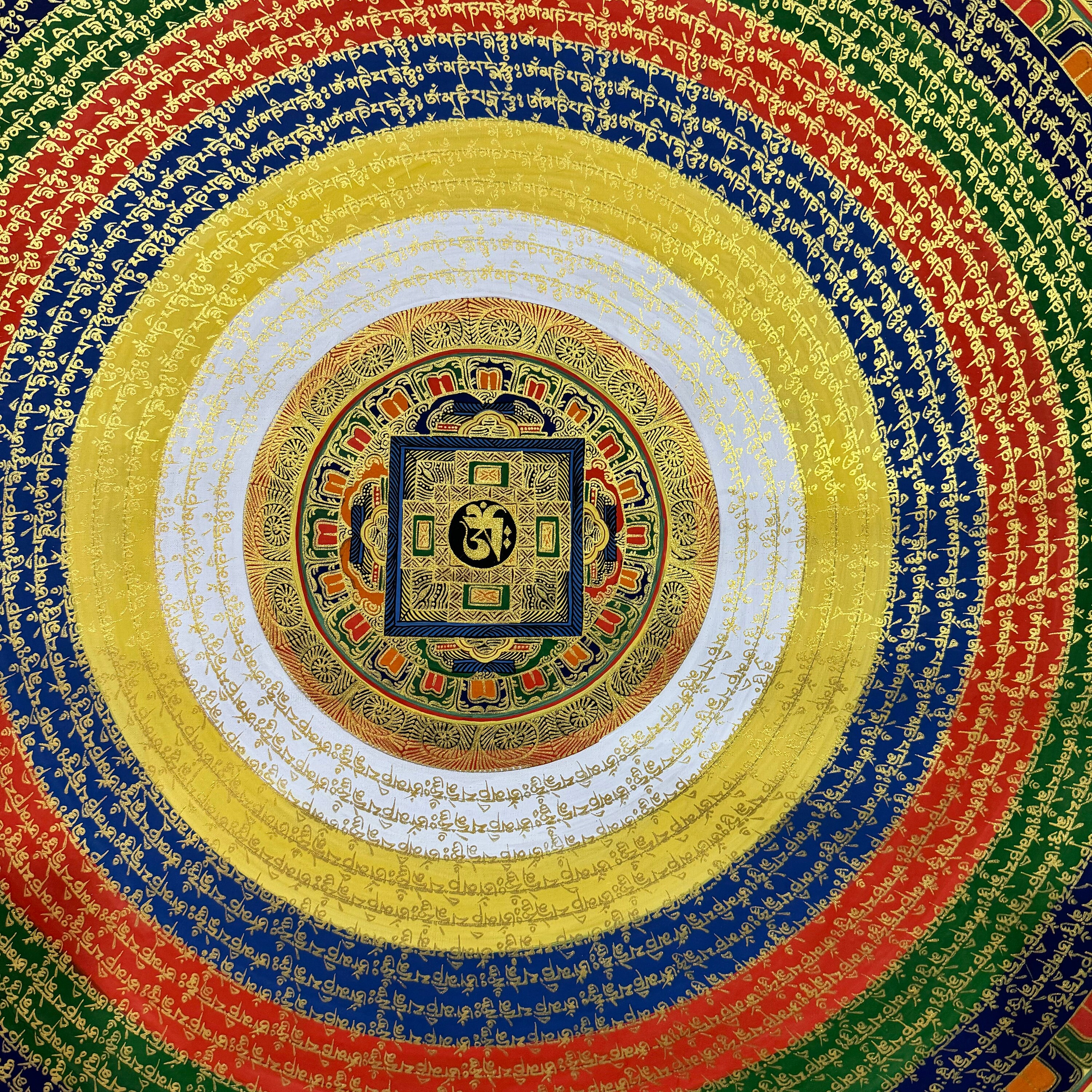 Prayer Mandala Thanka, Mantra Mandala Thangka, Om Mani Padme Hum ...