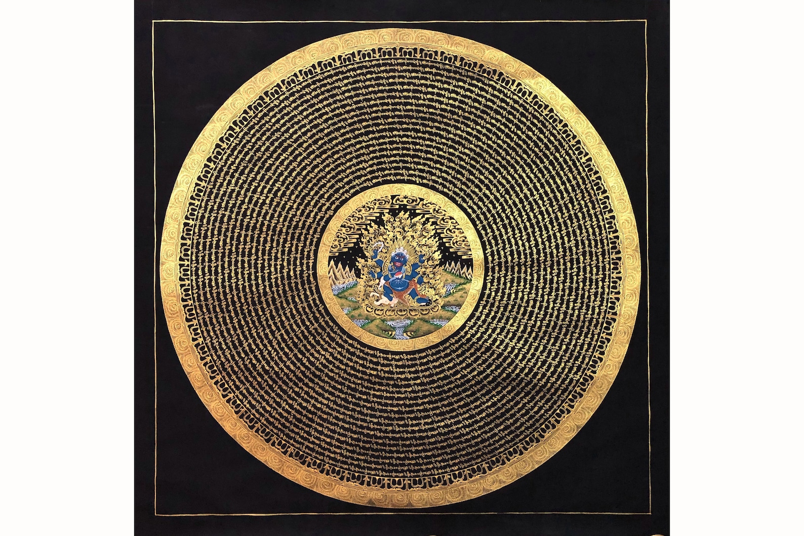 Large Size Mahakala Mantra Mandala Thangka, Genuine Hand Painted ...