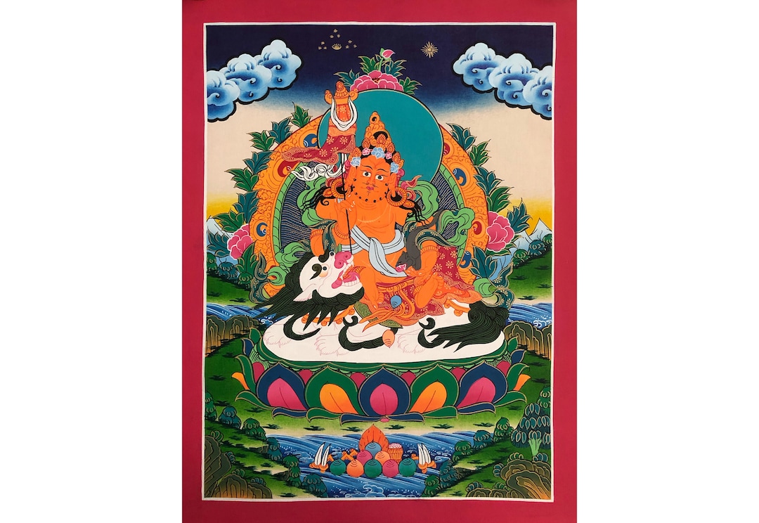 Fine Quality Vaisravana , Yellow Dzambala Thangka, Kubera Thanka Art ...