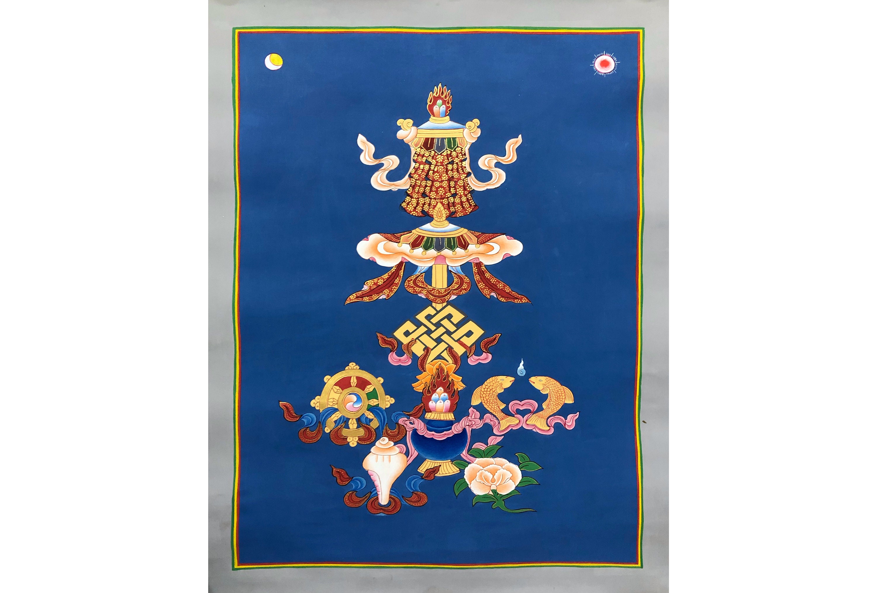 Eight Auspicious Symbols Thangka Handmade Sacred Thangka | Etsy