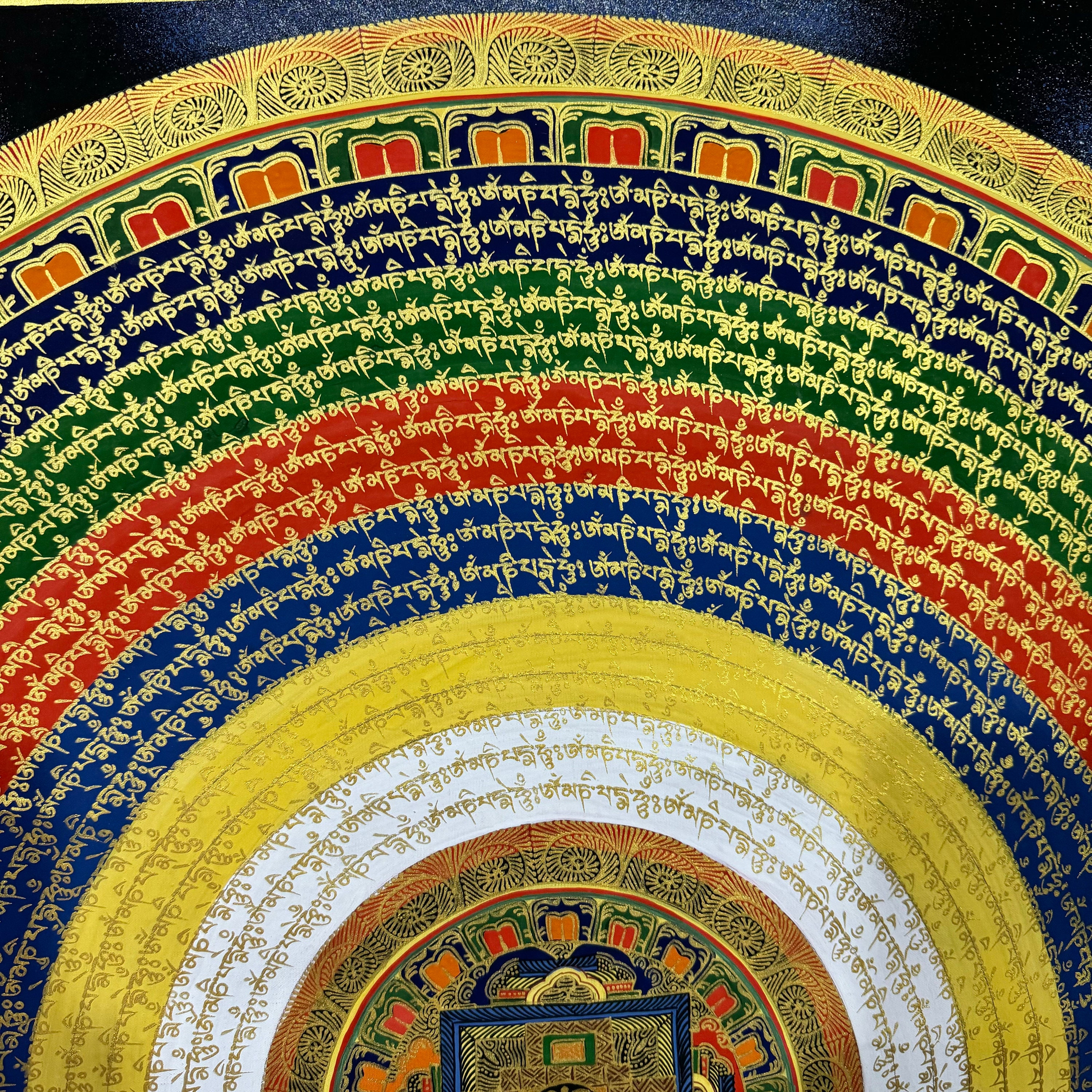 Prayer Mandala Thanka, Mantra Mandala Thangka, Om Mani Padme Hum ...