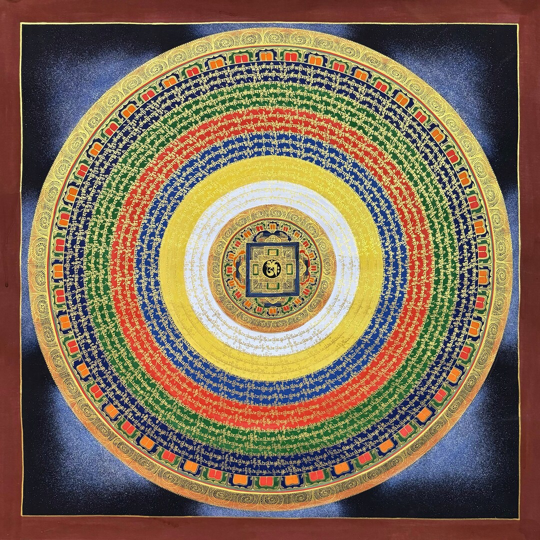 Prayer Mandala Thanka, Mantra Mandala Thangka, Om Mani Padme Hum ...