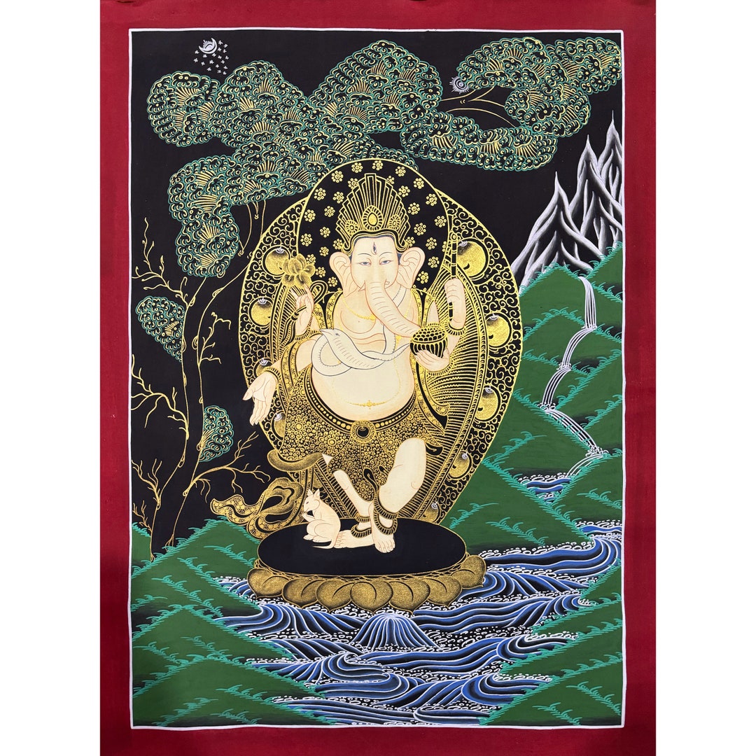 Lord Ganesh Thangka Painting, Ganapati, Elephant-headed Hindu God - Etsy
