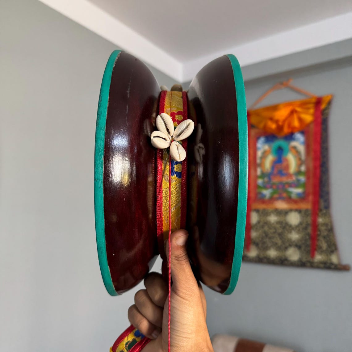 Large Size Tibetan Damaru, Double Drum, Genuine Hand Made Tibetan Chod ...