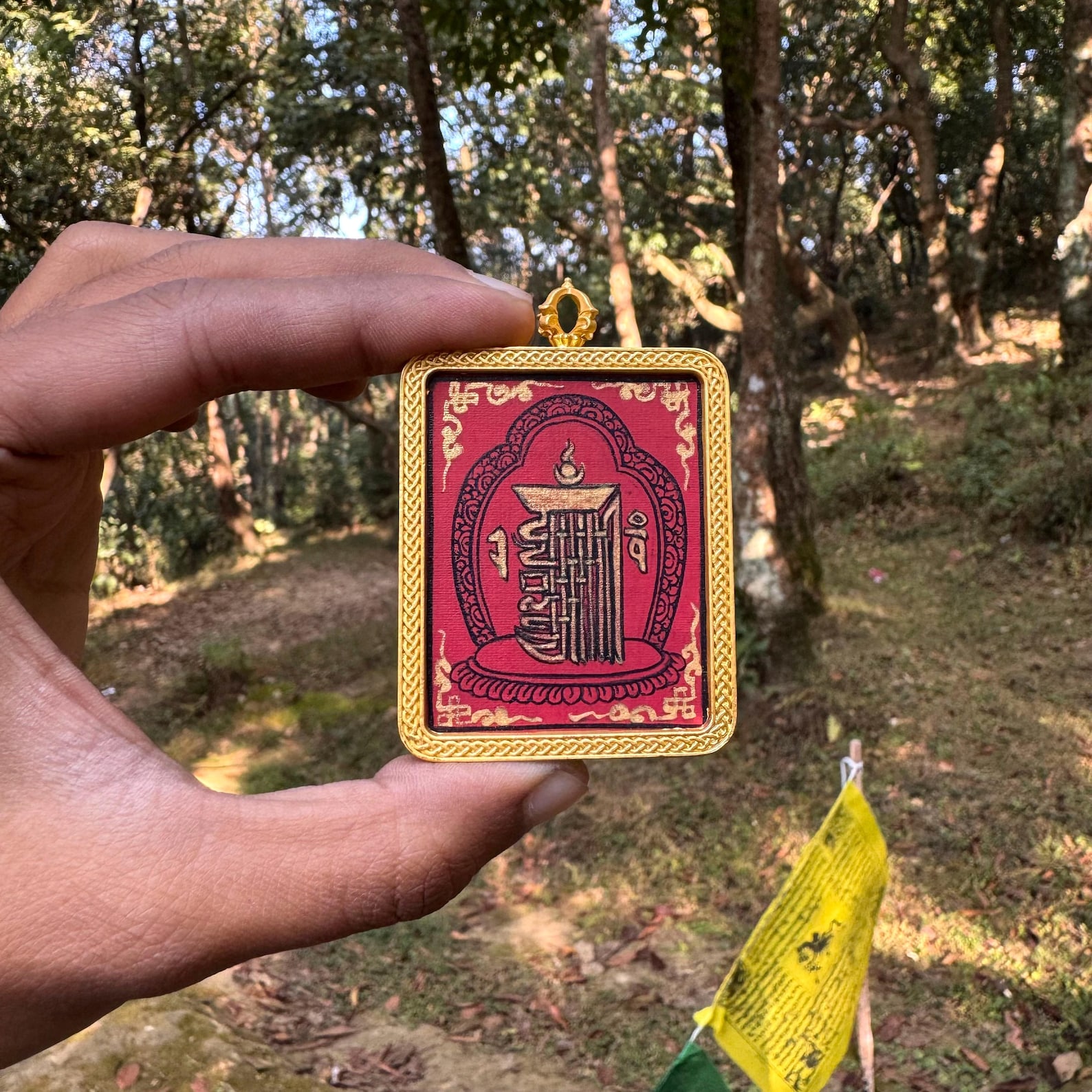 Blessed Kalachakra Symbol Pendant, the Tenfold Powerful One Amulet ...