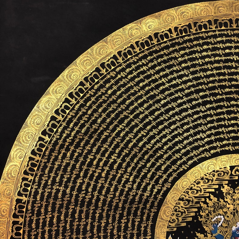 Large Size Mahakala Mantra Mandala Thangka, Genuine Hand Painted ...