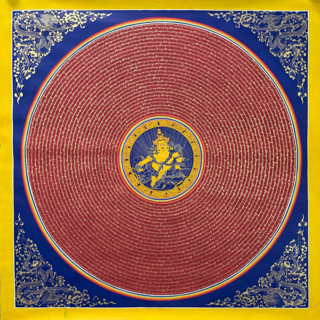 Large Size Dzambala Mantra Mandala Thangka – Hand-painted Buddhist ...