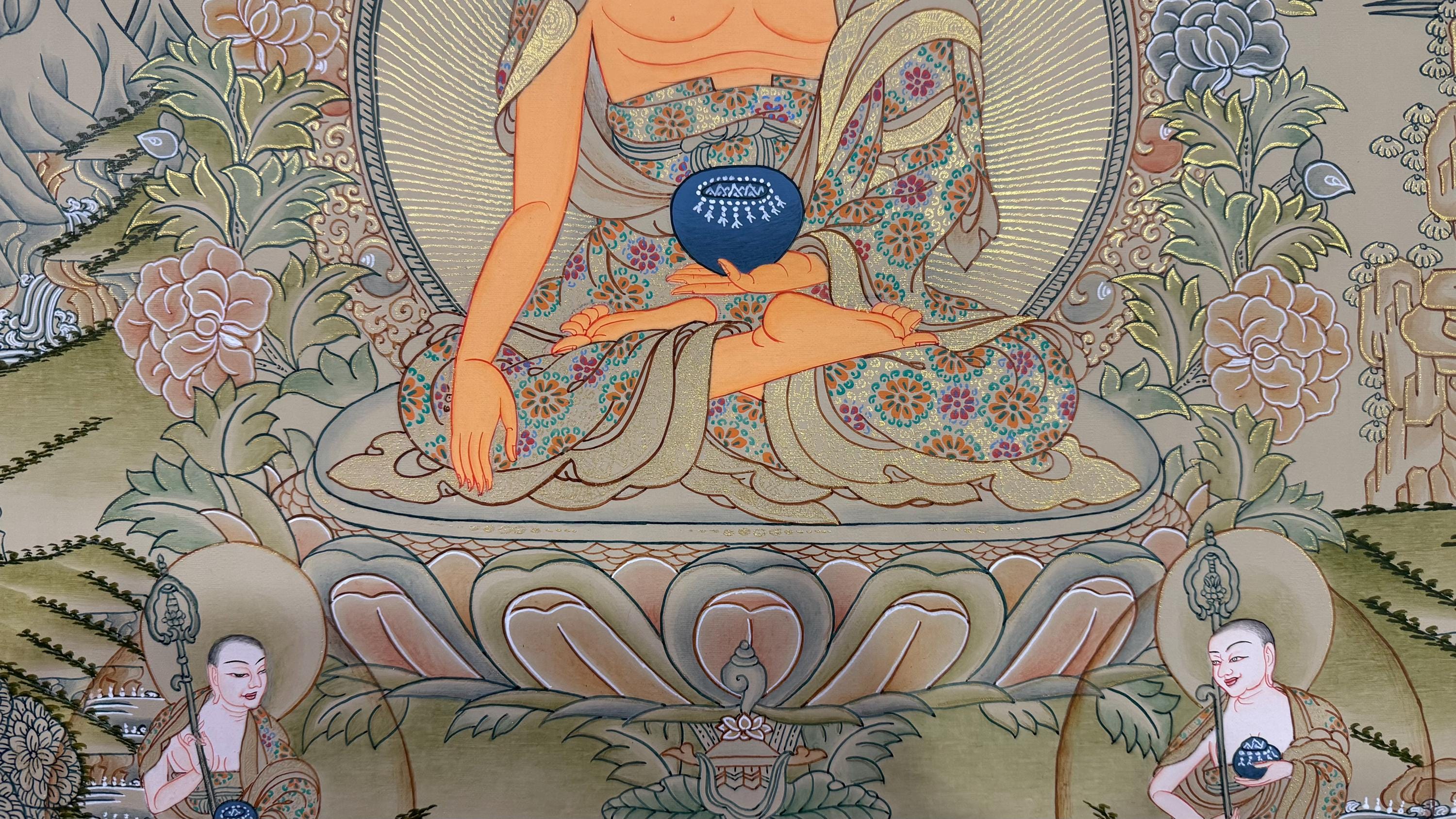 Rare Genuine Shakyamuni Buddha Hand Painted Tibetan Thangka, Thanka ...