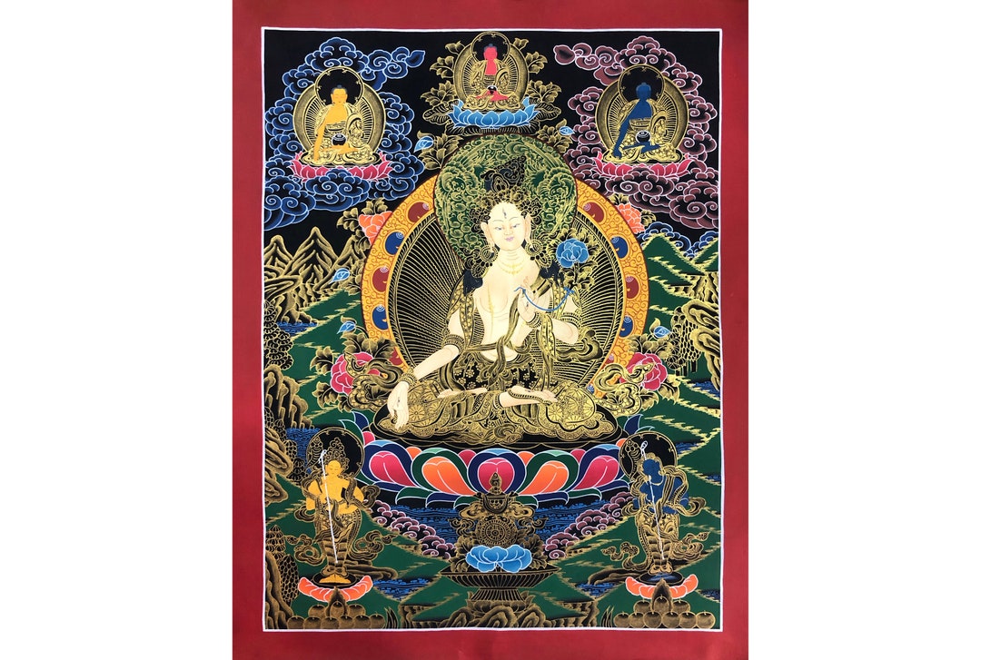 Master Quality White Tara Thangka Painting, Blessed Thanka of White ...