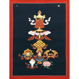 Eight Auspicious Symbols Thangka, Handmade Sacred Thangka Painting for ...