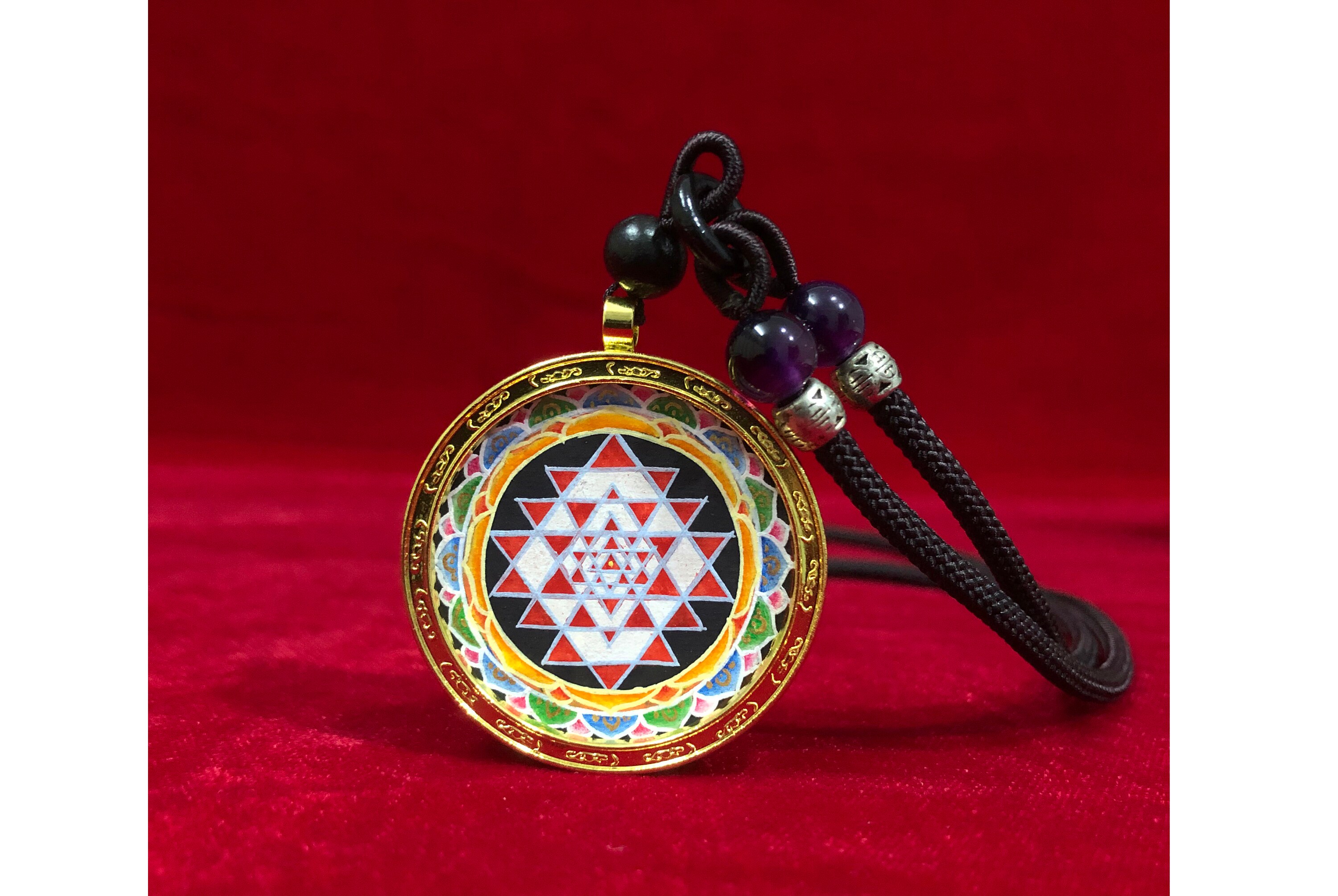 Hand Painted Blessed Shree Yantra Pendant Rare Genuine Hand | Etsy