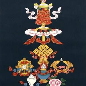 Silk Brocade Mounted Eight Auspicious Symbols Thangka - Etsy