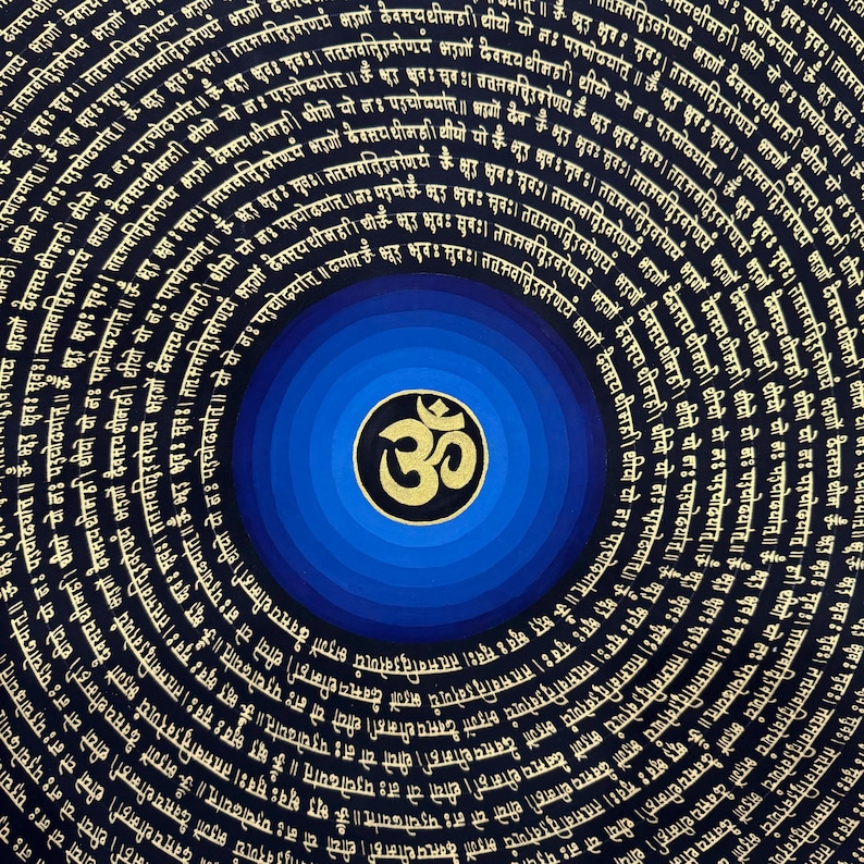 Handmade Gayatri Mantra Mandala Thangka, Om Art, Nepal Canvas - Etsy