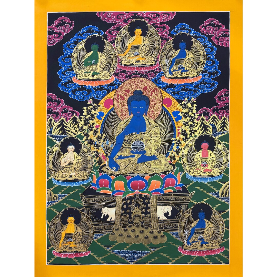 109x81cm Blessed Medicine Buddha Thangka Painting, Healing Buddha ...
