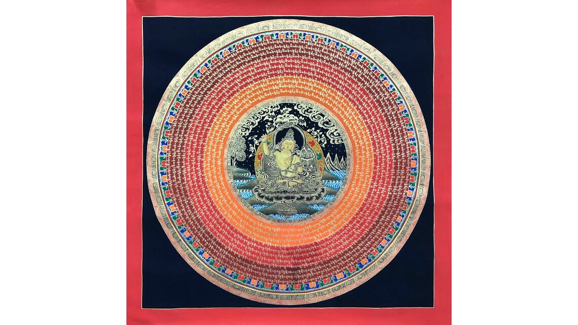 Manjushree Matra Mandala Thangka, Rare Genuine Hand Painted Tibetan ...