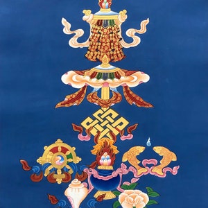 Silk Brocade Mounted Eight Auspicious Symbols Thangka - Etsy