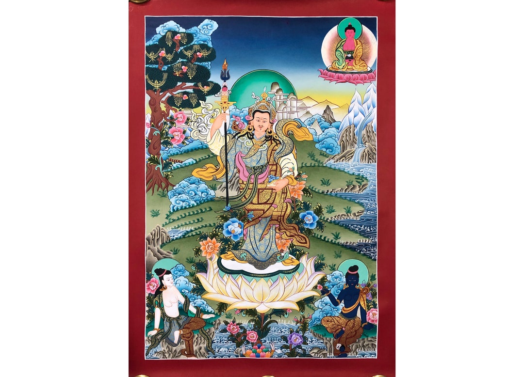 Master Quality Standing Guru Rinpoche Thangka, Padmasambhava Genuine ...
