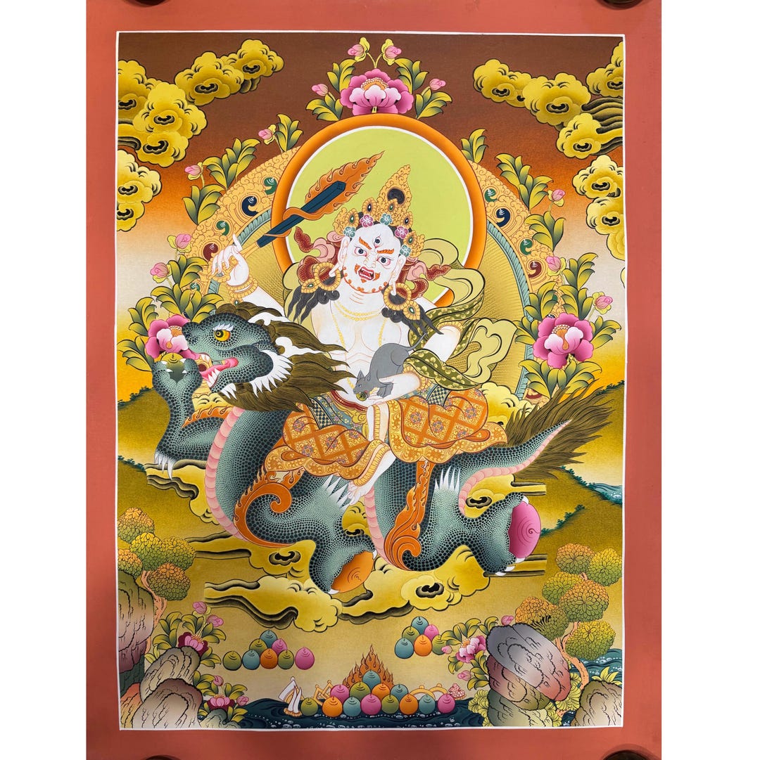 Big Size White Dzambala Thangka Painting, Healing Buddha Thanka ...