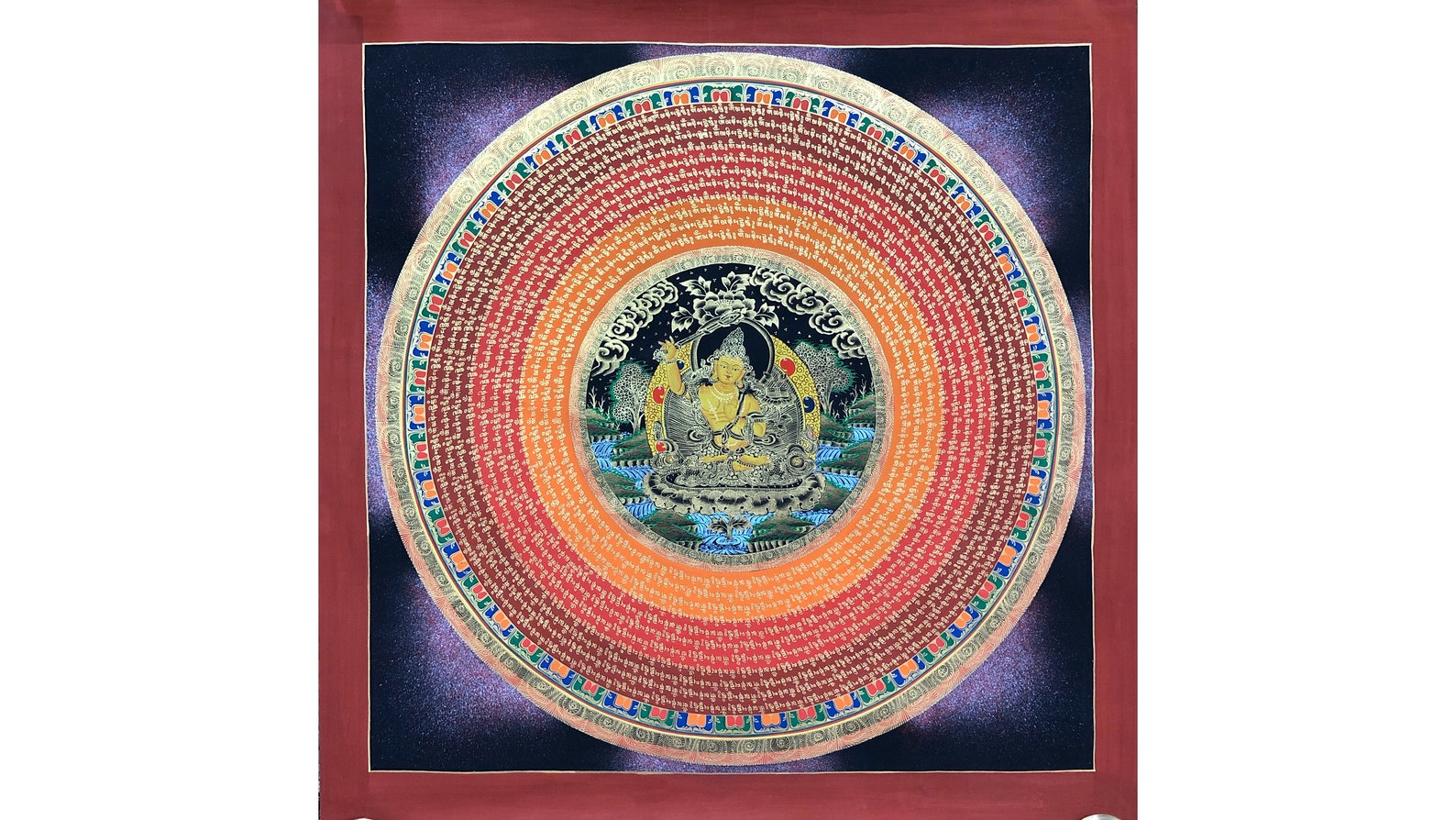 Manjushree Matra Mandala Thangka, Rare Genuine Hand Painted Tibetan ...