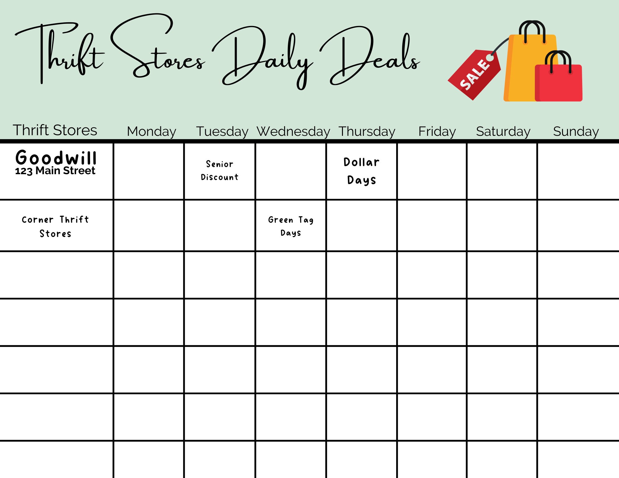 Digital Online Thrift Store Template, Thrift Store Organizer, Thrifter ...