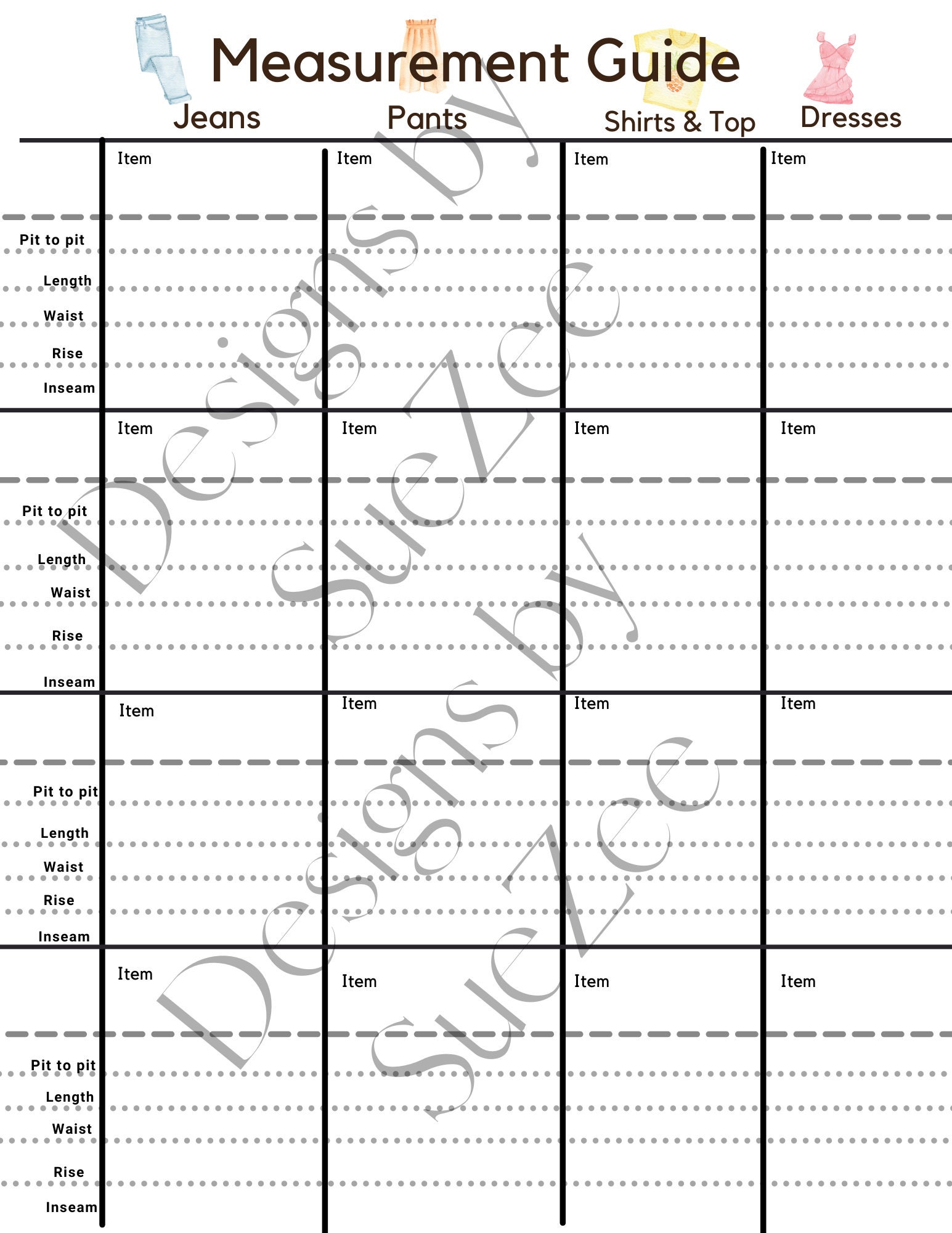 Poshmark Measuring Guide, Mercari Measuring Guide, Printable, Digital ...
