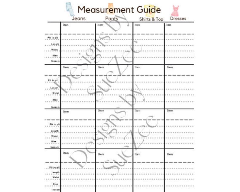 Poshmark Measuring Guide, Mercari Measuring Guide, Printable, Digital ...