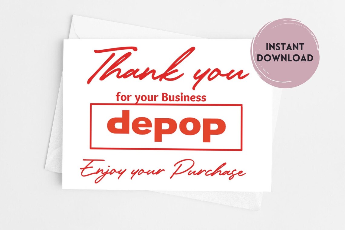 Depop Thank You Card Template, Resellers Thank You Note, Depop Thank ...