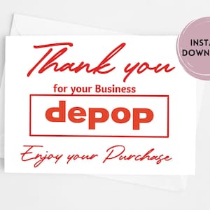 Depop Thank You Card Template, Resellers Thank You Note, Depop Thank ...