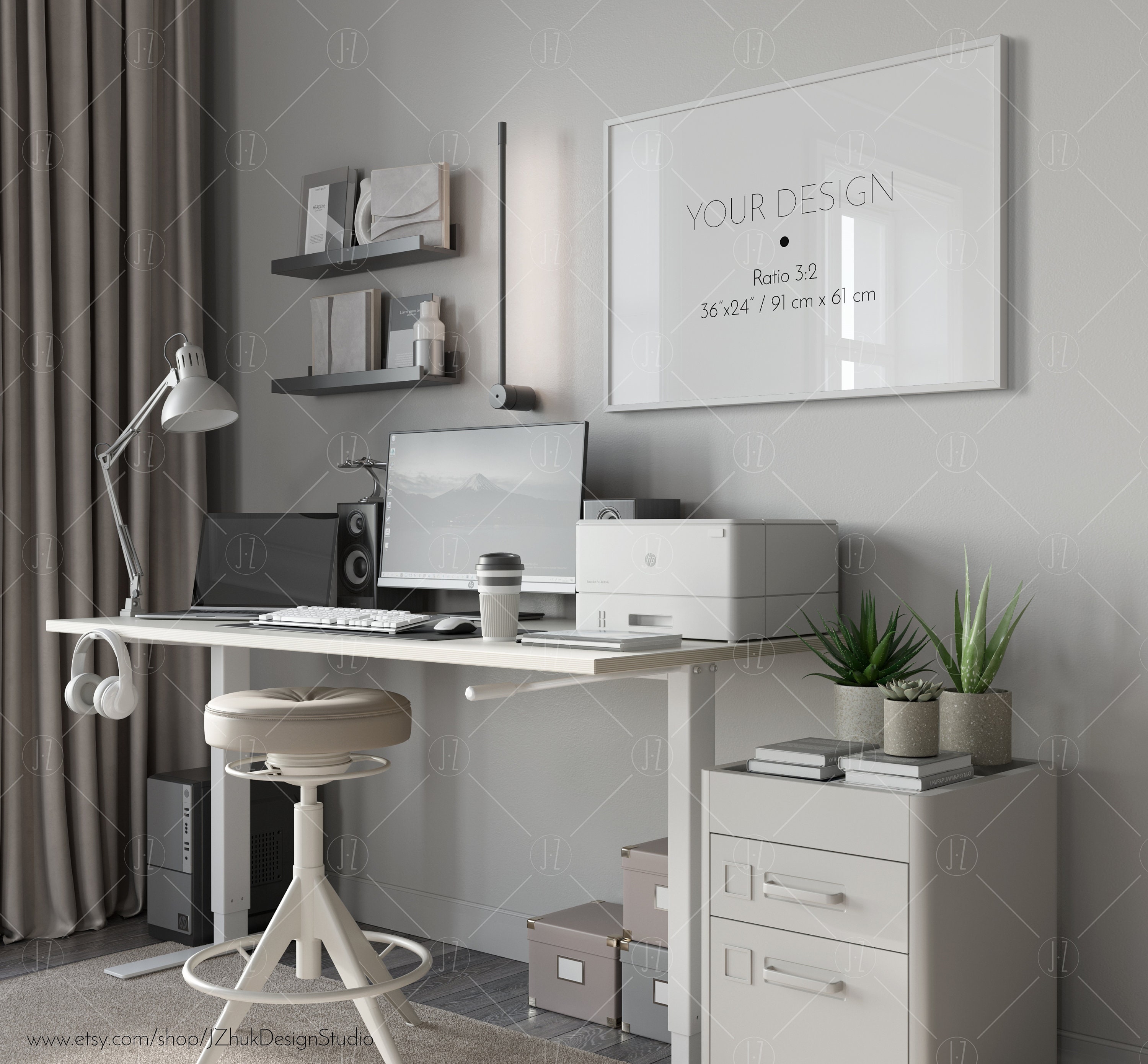 Gallery Wall Mockup, Work Place Mock Up, Frame Gallery Mockup, Glass ...