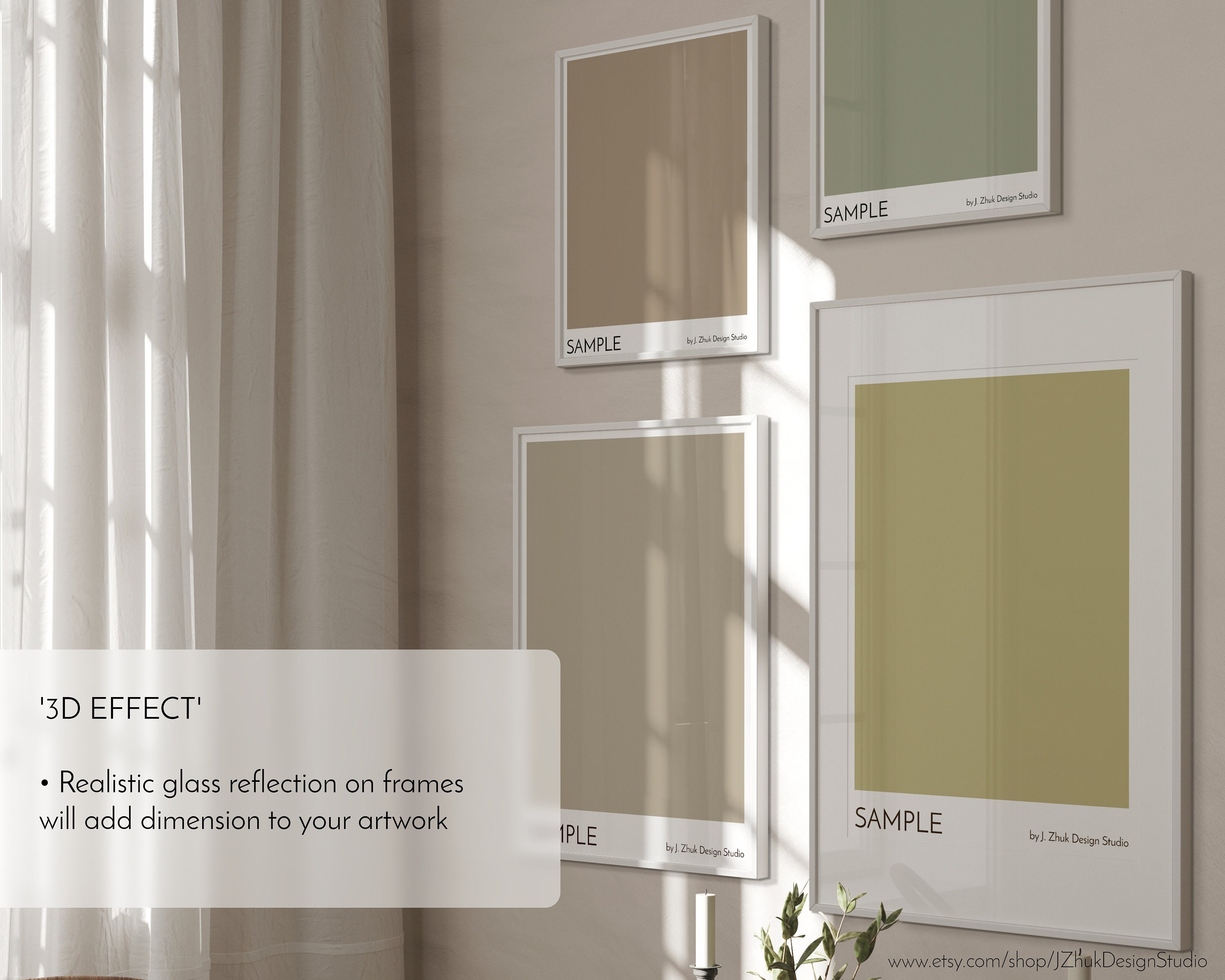 Gallery Wall Mockup, Three Frames Mockup, Boho Interior, Frame Mockup ...