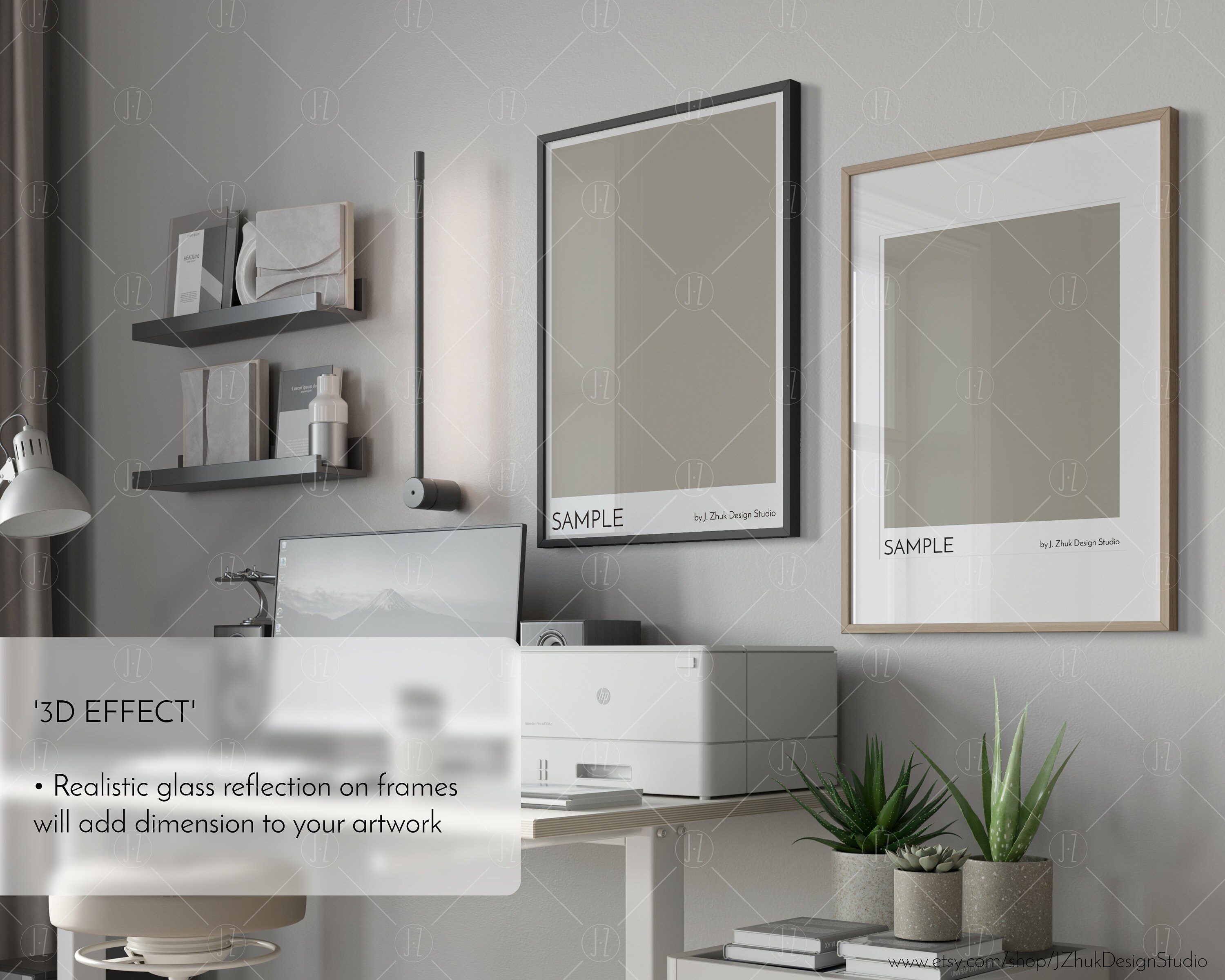 Gallery Wall Mockup, Work Place Mock Up, Frame Gallery Mockup, Glass ...