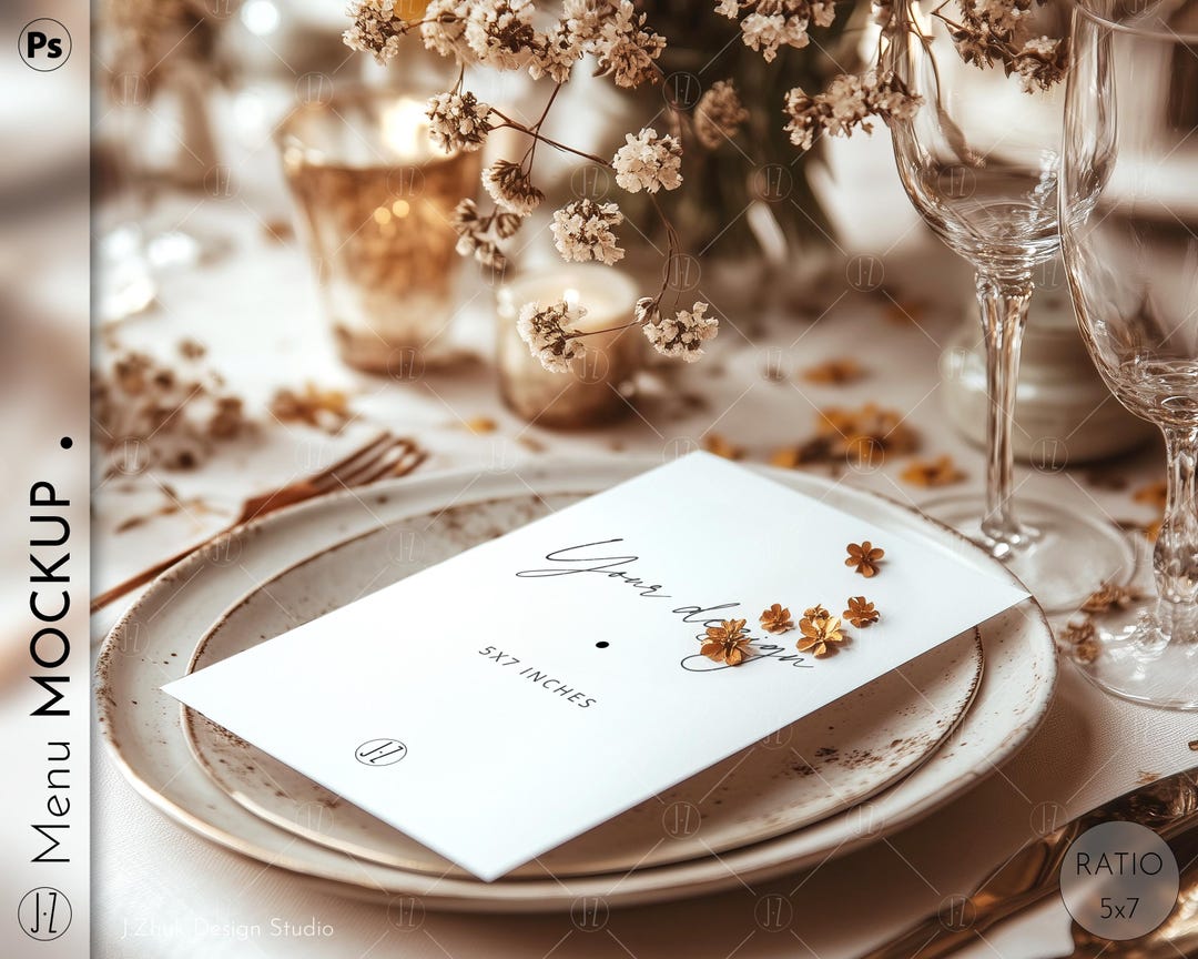 5x7 Menu Mockup, Program Mockup, Menu Mockup, Invitation Mockup ...