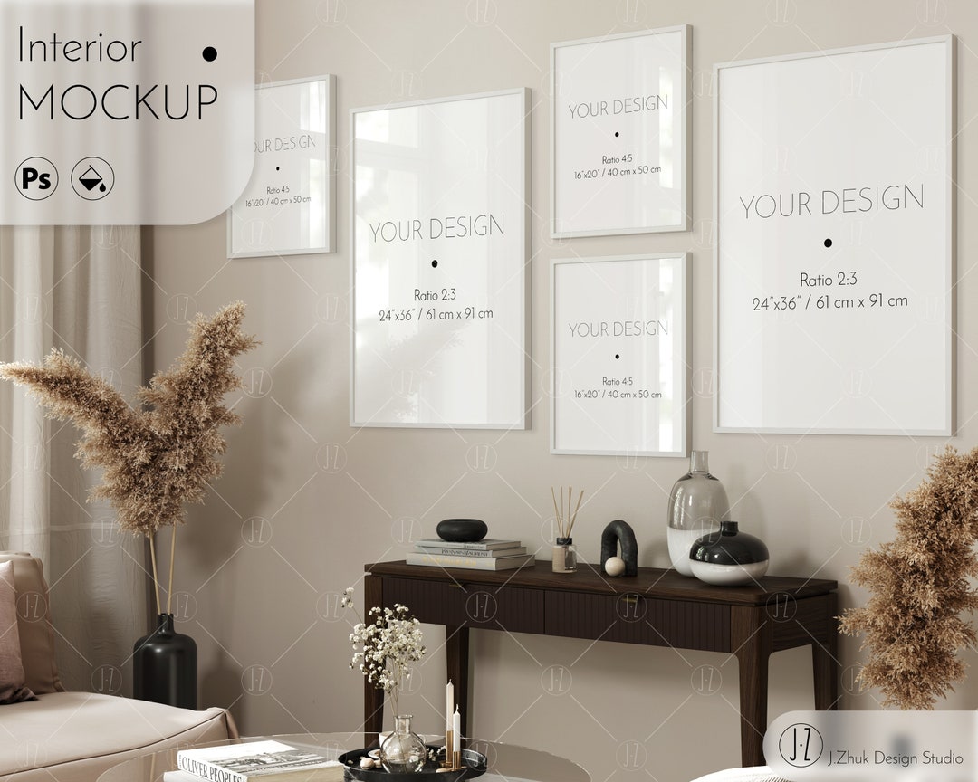 Frame Gallery Mockup, Frame Mockup, Interior Mock Up, Color Change ...