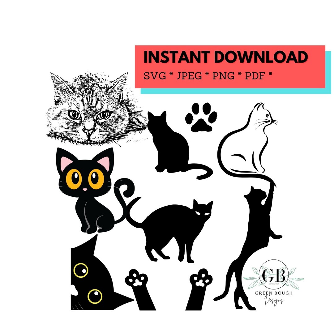 Cats Clipart Bundle/digital Download/jpg Png, Svg , Dxf, Pdf/ Layered ...