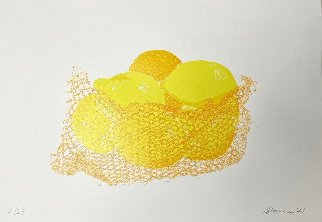 Lemons- Citrus Fruits-still Life- Handprinted -lino Print-fruit ...