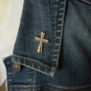 24K Gold Plated Cross Lapel Pin With Box Christening Baptismal ...